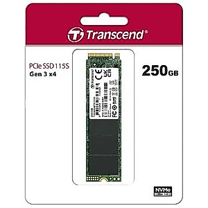 Transcend 250GB MTE115S NVMe Internal SSD - Gen3 x4 PCIe M.2 2280, Up to 3,200MB/s - TS250GMTE115S
