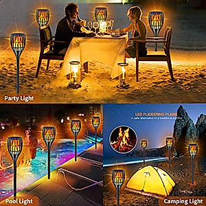 Ollivage Solar Torch Flame Lights Waterproof Flickering Flames Solar Lights 43" Solar Garden Lights Outdoor Landscape Decoration Lighting Dusk to Dawn Auto On/Off for Yard Garden Pathway, 2 Pack