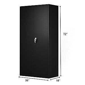 Storage Cabinet with Shelves Doors,Black Metal Storage Cabinet High Tall for Office Home Kitchen Garage Warehouse(72" H)