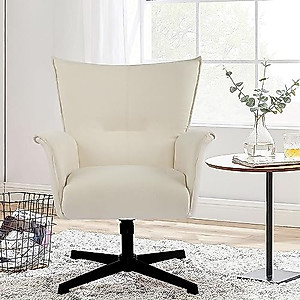 LSSPAID Swivel Accent Chairs Set of 1, Fabric Upholstered Armchairs 360 Degree Rotation Sofa Chair, Ergonomic Design Living Room Chair, Modern Leisure Single Sofa with No Wheels, Beige