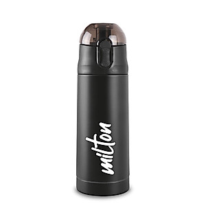 MILTON New Crown 400 Thermosteel 24 Hours Hot and Cold Water Bottle, 350 ml, Red | Easy to Carry | Office, Hiking, Trekking, Travel, Gym, Home, Kitchen Bottle
