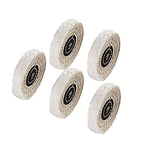 Luo ke 5 Pcs 3'' Cotton Polishing Wheel, 3/8'' Arbor Abrasive Buffing Wheel Fine Finishing Kits Lapidary Polishing Set for Bench Grinder/Buffer
