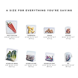 Stasher Silicone Reusable Storage Bag, 2 Sandwich (Clear + Ash) | Food Meal Prep Storage Container | Lunch, Travel, Makeup, Gym Bag | Freezer, Oven, Microwave, Dishwasher Safe, Leakproof