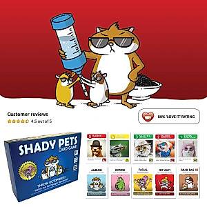 Shady Pets Card Game - Fun Family Card Game for Teens, Adults, and Kids, 2-6 Players, Gift Idea, Perfect for Game Night, Birthday, Travel, and Parties