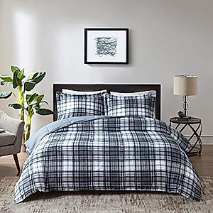 Madison Park Essentials Parkston Plaid Comforter, Matching Sham, 3M Scotchguard Stain Release Cover, Hypoallergenic All Season Bedding-Set, Twin/TwinXL, Grey, 2 Piece