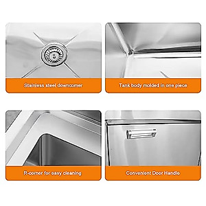 Commercial Restaurant Kitchen Sink Set,With Cabinet Stainless Steel Sink, Sink Cabinet Integrated,Freestanding Indoor Commercial/Industrial Sink,With Faucet(120cm/47.2in Left Platform)