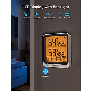 Govee Bluetooth Indoor Outdoor Thermometer, Digital Wireless Weather Hygrometer Humidity with App Notifications, 4.5-Inch Large LCD Touchscreen with Backlight, 2-Year Data Storage