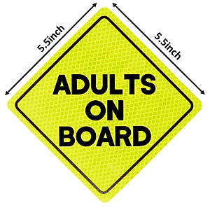 Baby on Board Sticker for Cars Funny,Yellow Night Safety Driving Reflective Kids on Board Sign,2Pack 5.5"x5.5"Vinyl Cute Baby on Board Decal for Window and Bumper