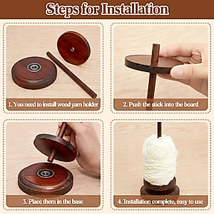 Juexica 2 Pcs Wood Yarn Holder with 12 Bamboo Crochet Hooks Wooden Yarn Holder with Twirling Mechanism Wooden Spinning Yarn Crochet Needles for Knitting Crocheting DIY Crafts Gifts(Red Brown)