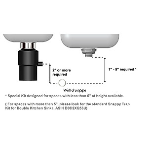 Snappy Trap Special Kit for Double Kitchen Sinks with Limited Vertical Distance between Sink Strainers and Wall Drainpipe