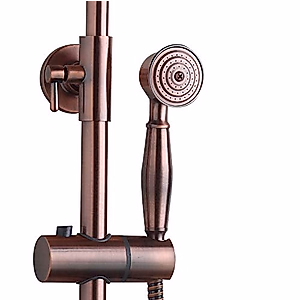 Exposed Shower System with 8 inch Rainfall Shower Head 3 Function Bathroom Shower Faucet Set Wall Mounted Copper Shower Fixture with Handheld Shower Head and Antique Brass Shower Mixer Valve