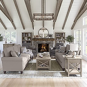 Bush Furniture Hudson L Shaped Sectional Couch, 111W, Turkish Blue Herringbone