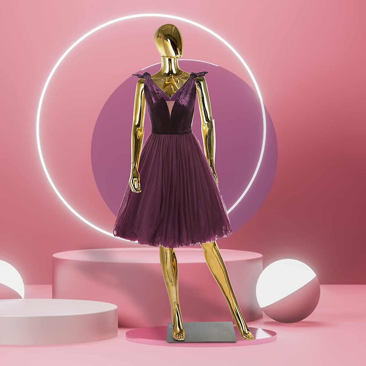 Female Mannequin Dress Full Body - 70'' Mannequin Dress Form Display Full Body Adjustable Realistic Manikin Torso Stand (Golden)