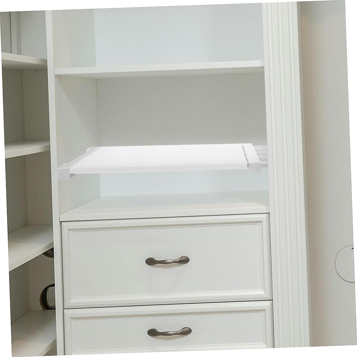 FONDOTIN Stainless Steel White Dresser Pp Plastic Wardrobe Dividers Closet Tension Shelf Closets Shelf Divider