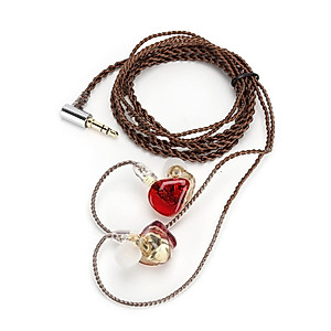 TQKLSM Wired Headset in-Ear Headset Resin Dynamic Earbuds HiFi Monitor Earbuds Wired Headset E-Sports DIY Gaming Earphone(Red)