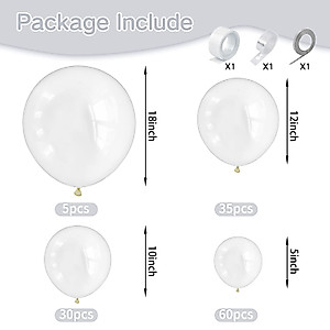 KAWKALSH Clear Balloons Garland Kit, 133Pcs Latex Balloons Arch Different Sizes Party Balloon for Birthday Party Graduation Baby Shower Wedding Holiday Balloon Decoration