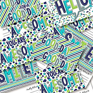 It's A Great Day! Blank Postcards for Kids to Send to Friends, Blue & Green Total of 20 4"x6" Fill In Notecards (5 of each design) by AmandaCreation