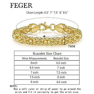 FEGER 14K Gold Bracelets for Women Men Bracelet Byzantine Link Chain Bracelet for Women Gold Stackable Bracelets Gifts (7" 7.5" 8" 8.5") (2 Length 6.5 Inches)