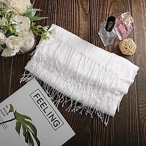 Suhine Blank White Bikini Cover up Wraps to Tie Dye, Full Cotton Summer Scarf Tie Dye Fabric(6 Pcs, Tassel)