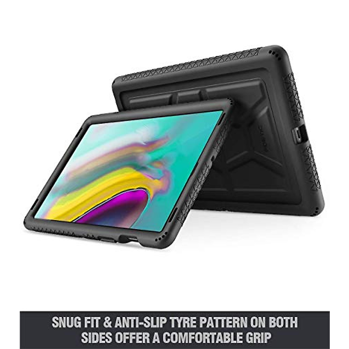 Poetic TurtleSkin Heavy Duty Case Designed for Galaxy Tab S5E 10.5 Inch (SM-T720/T725) 2019 Release, Rugged Shockproof Drop Protection Kids Friendly Protective Silicone Cover Case, Black