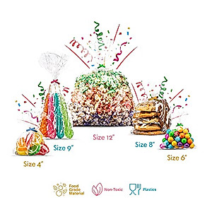 200 Pack Clear Plastic Cellophane Bags Goodie Bags [3x4] with 4" Twist Ties | Candy Bags | Cookie Bags | Treat Bags with Ties | Clear Gift Bags | Cellophane Treat Bags (Pack of 200)