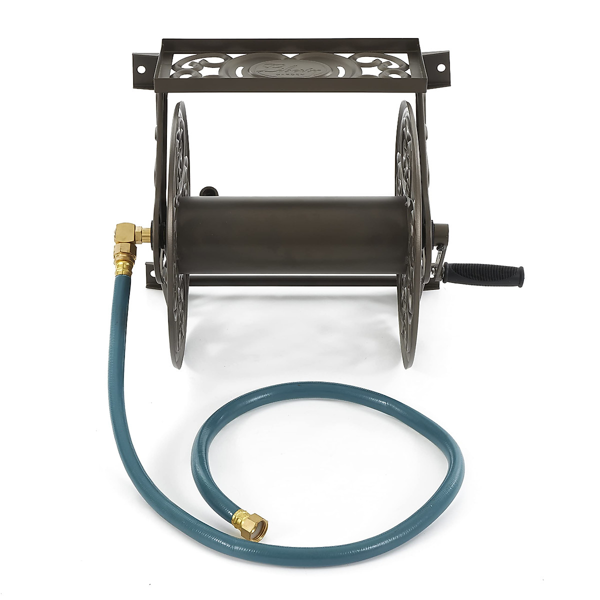 Liberty Garden LBG-708 125 Ft Decorative Steel Wall Mounted Hose Reel, Bronze (2 Pack)