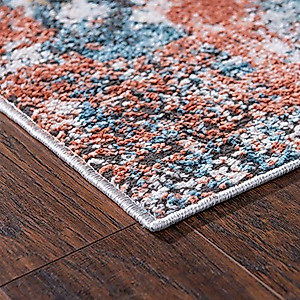 Rugs.com Leipzig Collection Area Rug – 7' x 10' Multi Low-Pile Rug Perfect for Bedrooms, Dining Rooms, Living Rooms