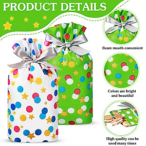 Capoda 50 Pcs Colorful Gift Bags Plastic Drawstring Bags 6 x 9 Inch Polka Dots Goodie Bags Reusable Star Party Favor Candy Bags for Birthday Baby Shower Pride Day Wedding Party Supplies