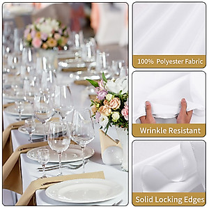 Fixwal 6 Pack White Table Cloth for Rectangle Table, 70 x 120 Inch Polyester Fabric Tablecloths Rectangular, Table Covers 6-8ft for Party, Banquet, Dining, Wedding, Graduation