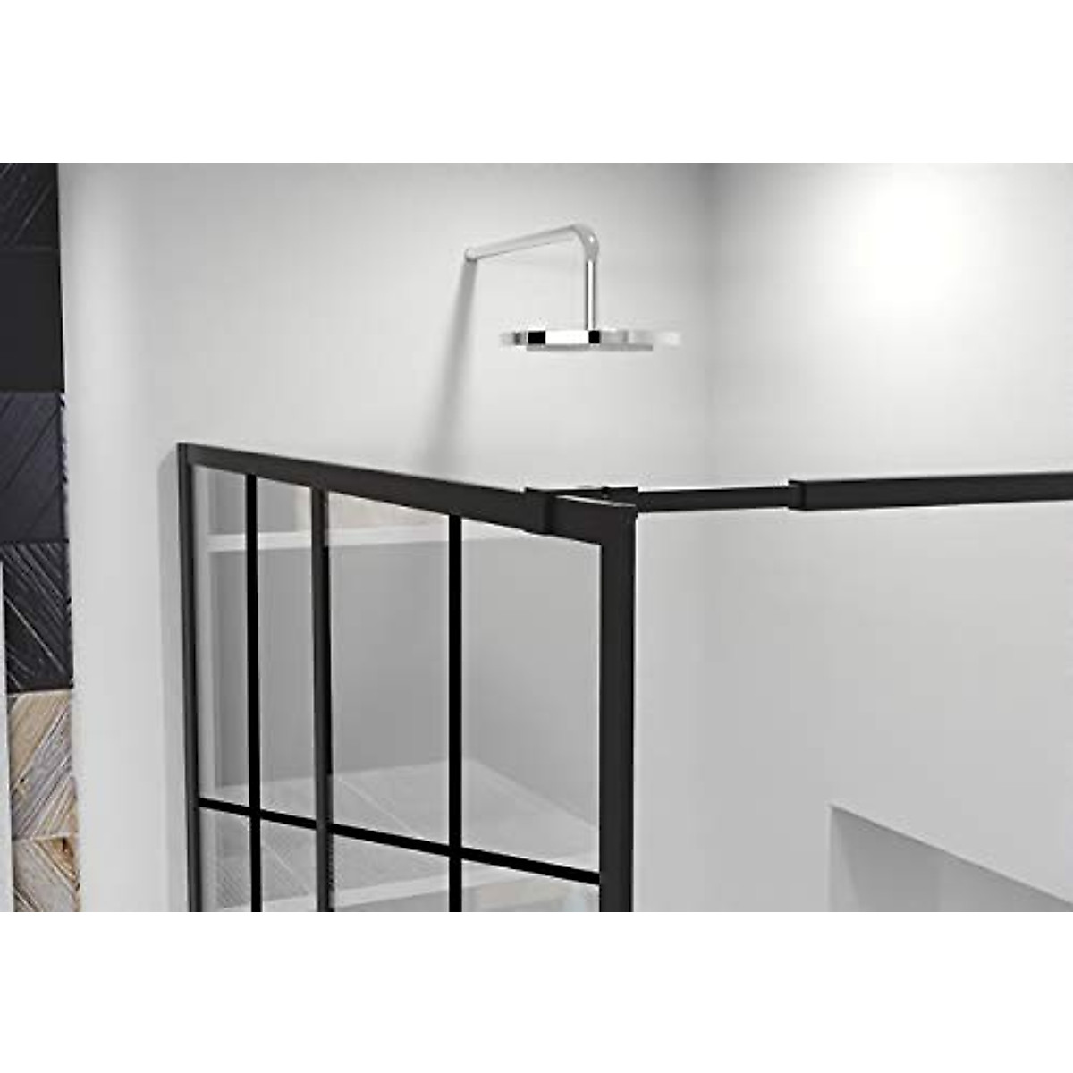 Goodyo 34" X 72" Shower Door Clear Tempered Glass Framed Shower Screen Walk-in Black Finish