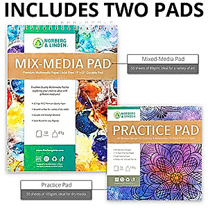 Norberg & Linden Art Supplies, XXL144 Art Set in Deluxe Wooden Box with Drawer Includes Crayons, Oil Pastels, Watercolor Paints, Colored Pencils, Sharpener, Sketch Pad for Adults and Kids