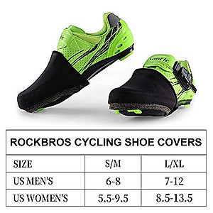 ROCKBROS Cycling Shoe Covers Toe Covers Winter Toe Warmers Cycling Overshoes Protectors Kevlar Black 1 Pair L/XL(7-12US)