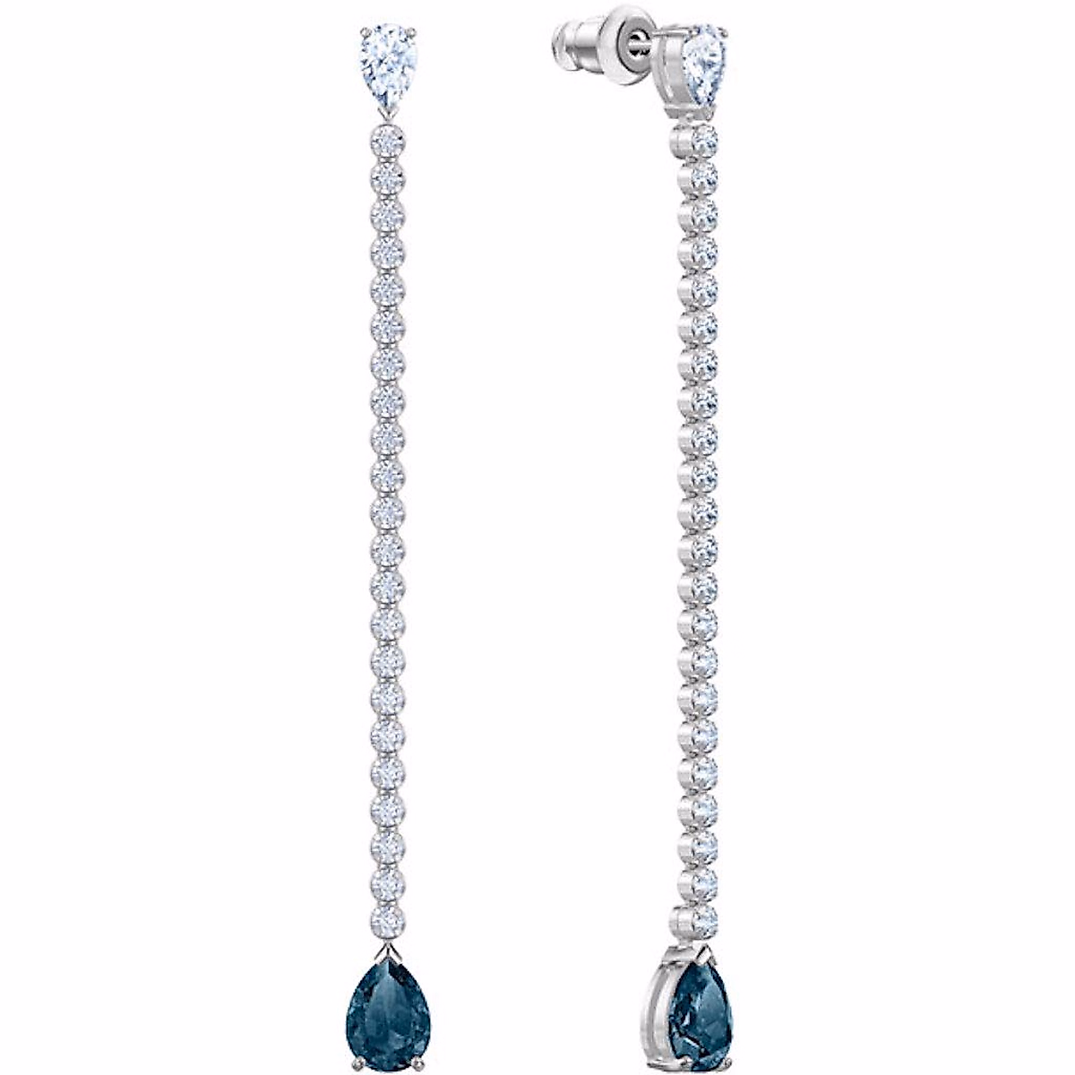 Swarovski Vintage Pierced Drop Earrings Blue/Rhodium Plating One Size