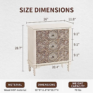 COSIEST 3 Drawers Accent Dresser, Vintage Small Accent Chest with 4 Wood Legs, Free-Standing Buffet Server Nightstand End Table for Bedroom, Living Room, Entryway