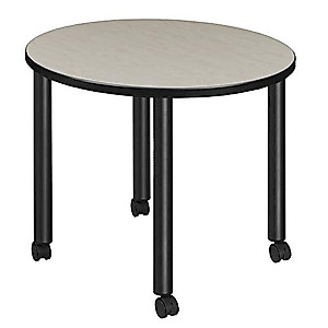 Regency Kee Round Mobile Breakroom Tables, Medium, Maple/Black