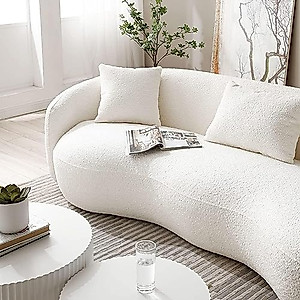 96.4" Mid Century Modern Curved Sofa for Living Room, 3-Seat Upholstery Boucle Fabric Couch for Bedroom, Office, Apartment (Beige)