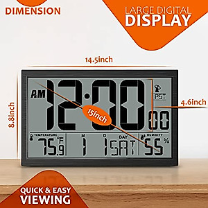 BAYGA Atomic Clock, Easy to Read, Adjusts Time Automatically, High Precision Temperature Humidity Meter