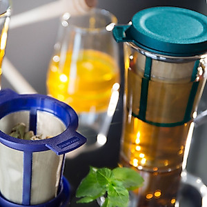 Finum Goldton Reusable Stainless Steel Coffee and Tea Infusing Mesh Brewing Basket and Filters, Set of 2 Medium Sized Filters, Blue and Green