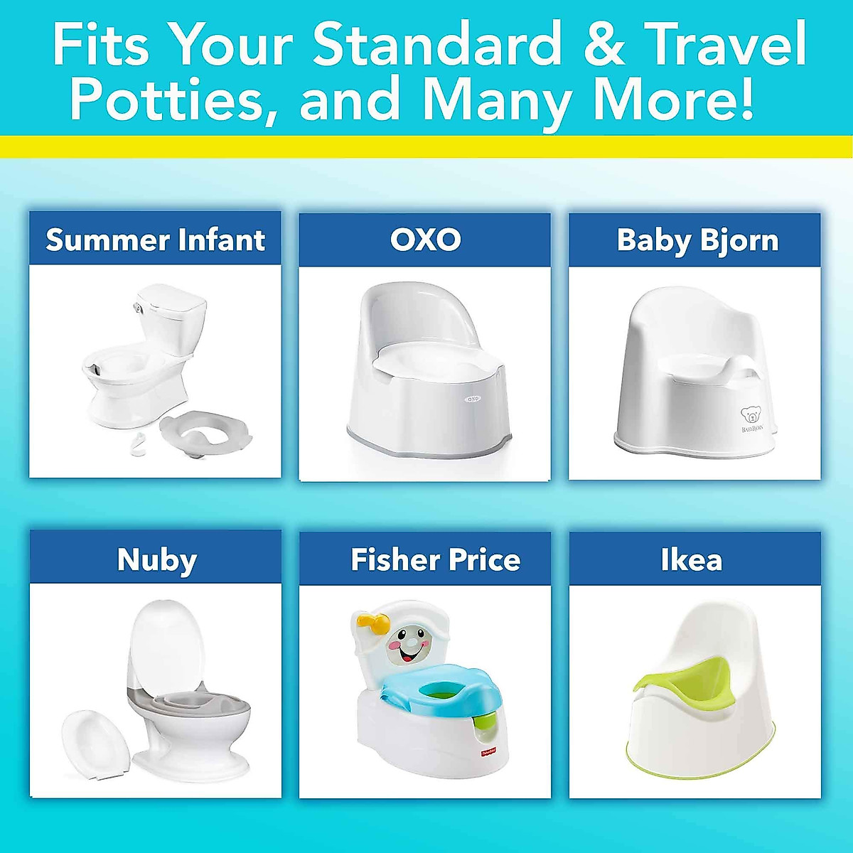 Disposable Potty Liners Pack of 30 Liners - Never Clean A Potty Again - PottyMate Liners with Super Absorbent Pad - Fits Any Standard or Travel Potty - by Cleanis