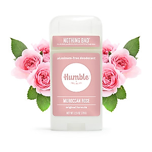 HUMBLE BRANDS Original Formula Aluminum-free Deodorant. Long Lasting Odor Control with Baking Soda and Essential Oils, Moroccan Rose, Pack of 1