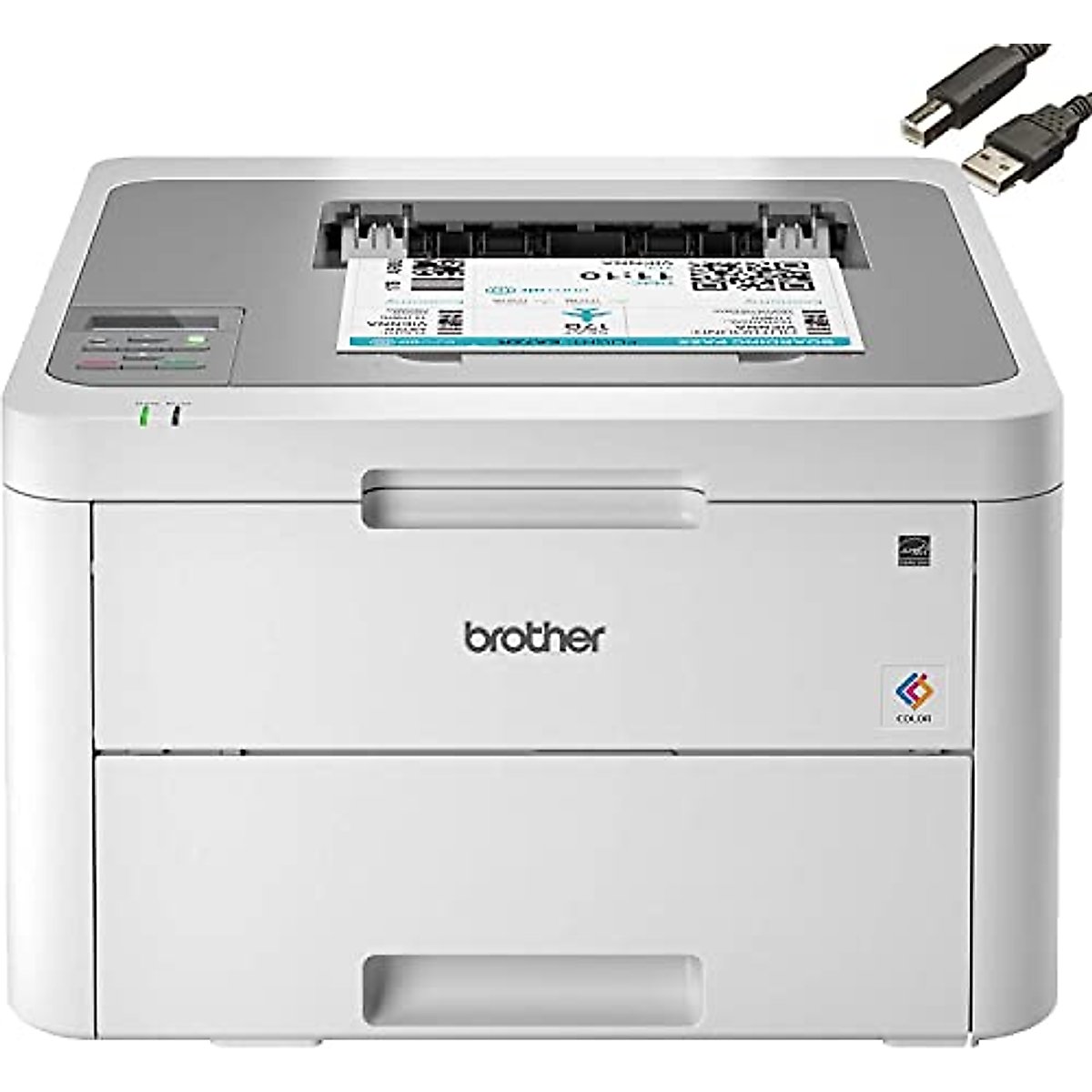 Brother HL-L3210CW Compact Digital Color Printer Providing Laser Printer Quality Results, Built-in Wireless, 250-sheet Paper Tray, 600 x 2400dpi, Works with Alexa, Bundle with JAWFOAL Printer Cable