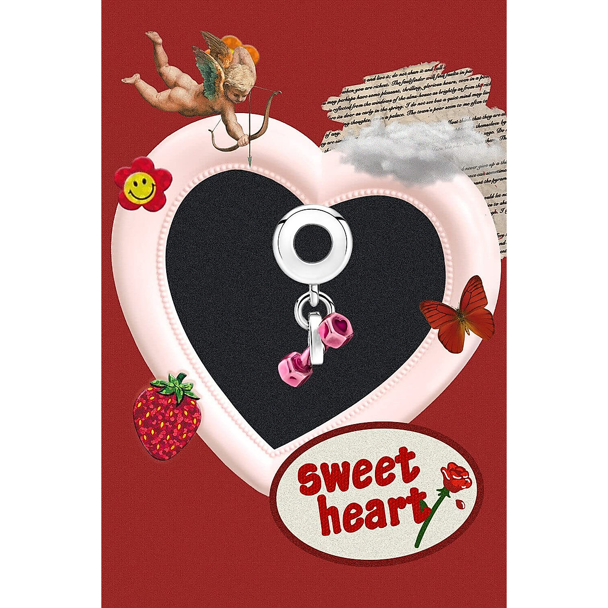 BEEUVIP Dumbbell & Heart Dangle Charm 925 Sterling Silver Openwork Bead for Charm Bracelets and Necklaces, Birthday Mothers Day Jewelry Gifts Women