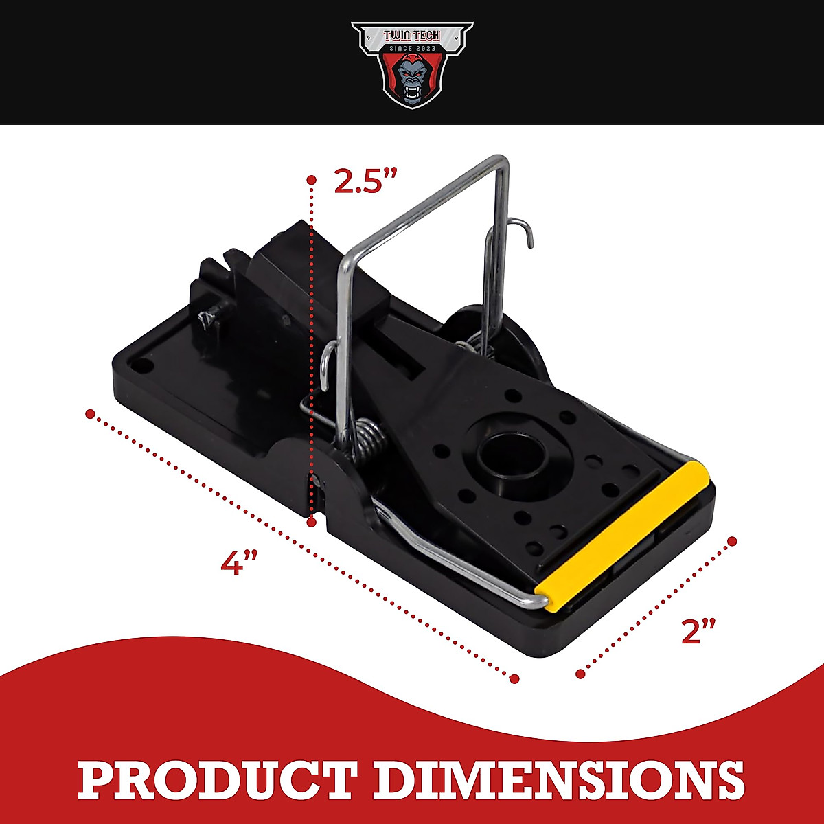 TwinTech Stainless Steel Mechanical Mouse Traps - 4"x2"x2.5" Reusable Snap Traps for Mice - Safe Traps with Finger Protection for Indoor Outdoor Use - 12-Pack