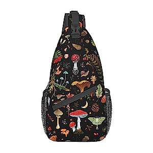Mushroom Sling Bag Crossbody Travel Hiking Backpack Daypack Mushroom Gifts for Women Men Unisex,Shoulder Chest Bags Cycling Gym