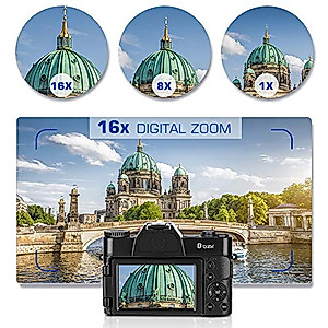 BZK CT-2 Digital Camera, 4.0K 48MP Full HD Camera, Vlogging Camera, 16X Digital Zoom and 3.0" Inch 180 Degree Rotation Flip Screen for Video and Photography (Black)