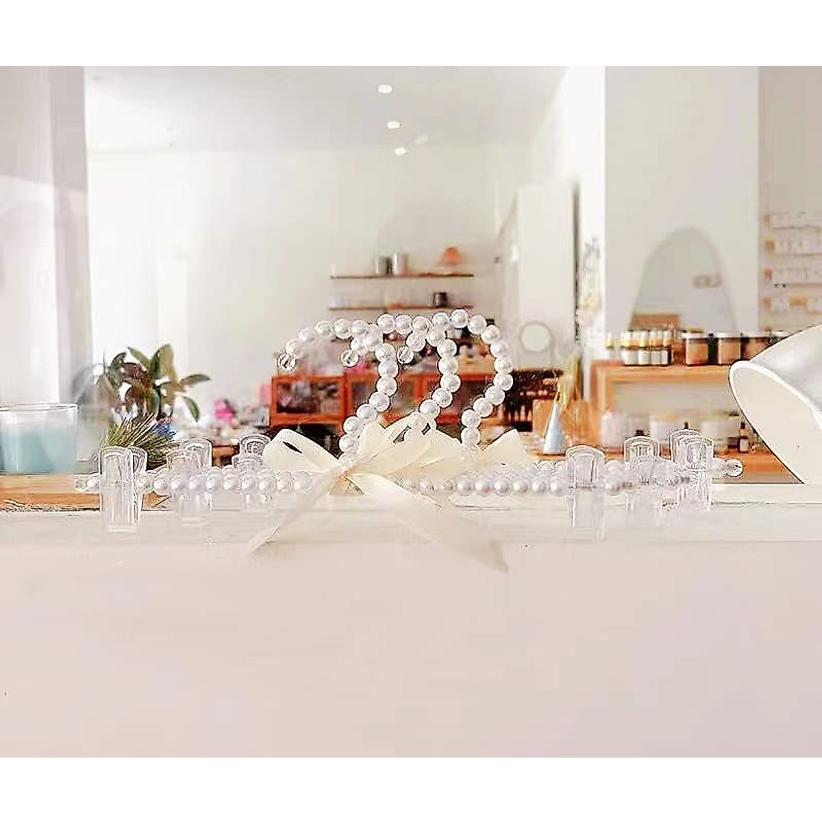 5 Pcs Plastic Artificial Pearl Pants Hangers Jeans Hangers Delicate Clothes Hangers with Clip for Trousers Skirts Jeans Slacks Pants,9.4 Inch