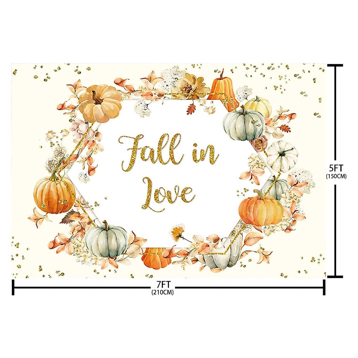 ABLIN 7x5ft Fall in Love Backdrop Autumn Pumpkin Flowers Photography Background Wedding Love Engagement Bridal Shower Party Decorations Banner Photo Booth Props