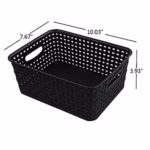 Kiddream Set of 6 Plastic Weave Storage Basket Pantry Organizing Bin (black)
