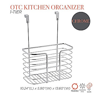 Kitchen Details 1 Tier Over the Cabinet Organizer | Single Basket | Door Hanging Storage | Bathroom | Kitchen | Chrome