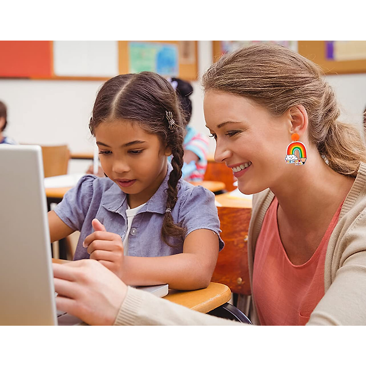 8 Pairs Teacher Earrings Acrylic Rainbow Pencil Book Drop Dangle Colorful Math Back To School Jewelry Appreciation Gifts